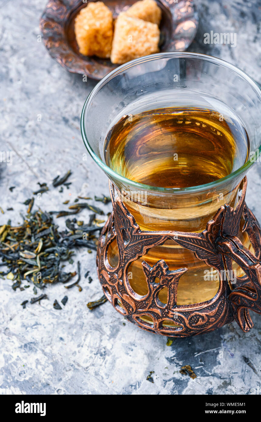 Eastern tea in traditional glasse.Eastern tea concept Stock Photo - Alamy