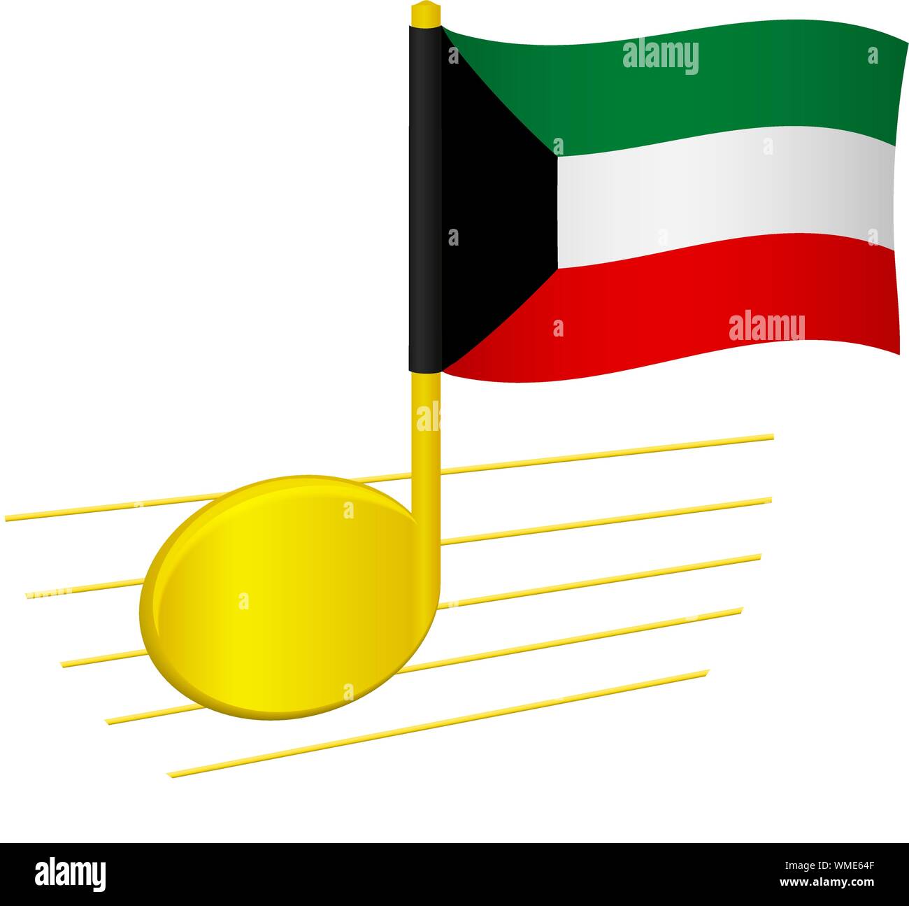 kuwait flag and musical note. Music background. National flag of Kuwait ...
