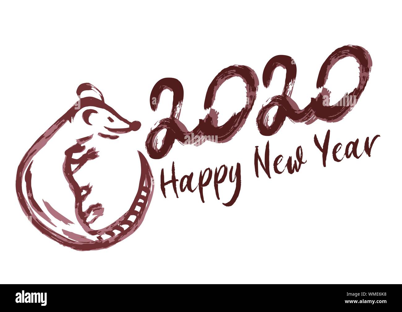 Happy New Year 2020. Year of the Rat. Symbol of the year. Holiday ...