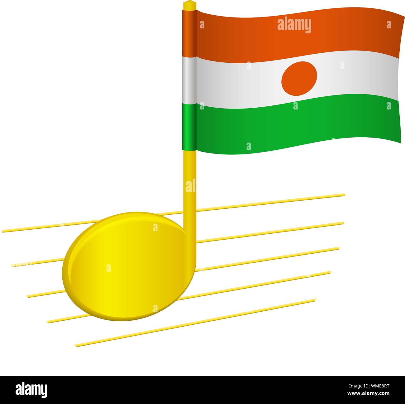 Niger flag and musical note. Music background. National flag of Niger ...