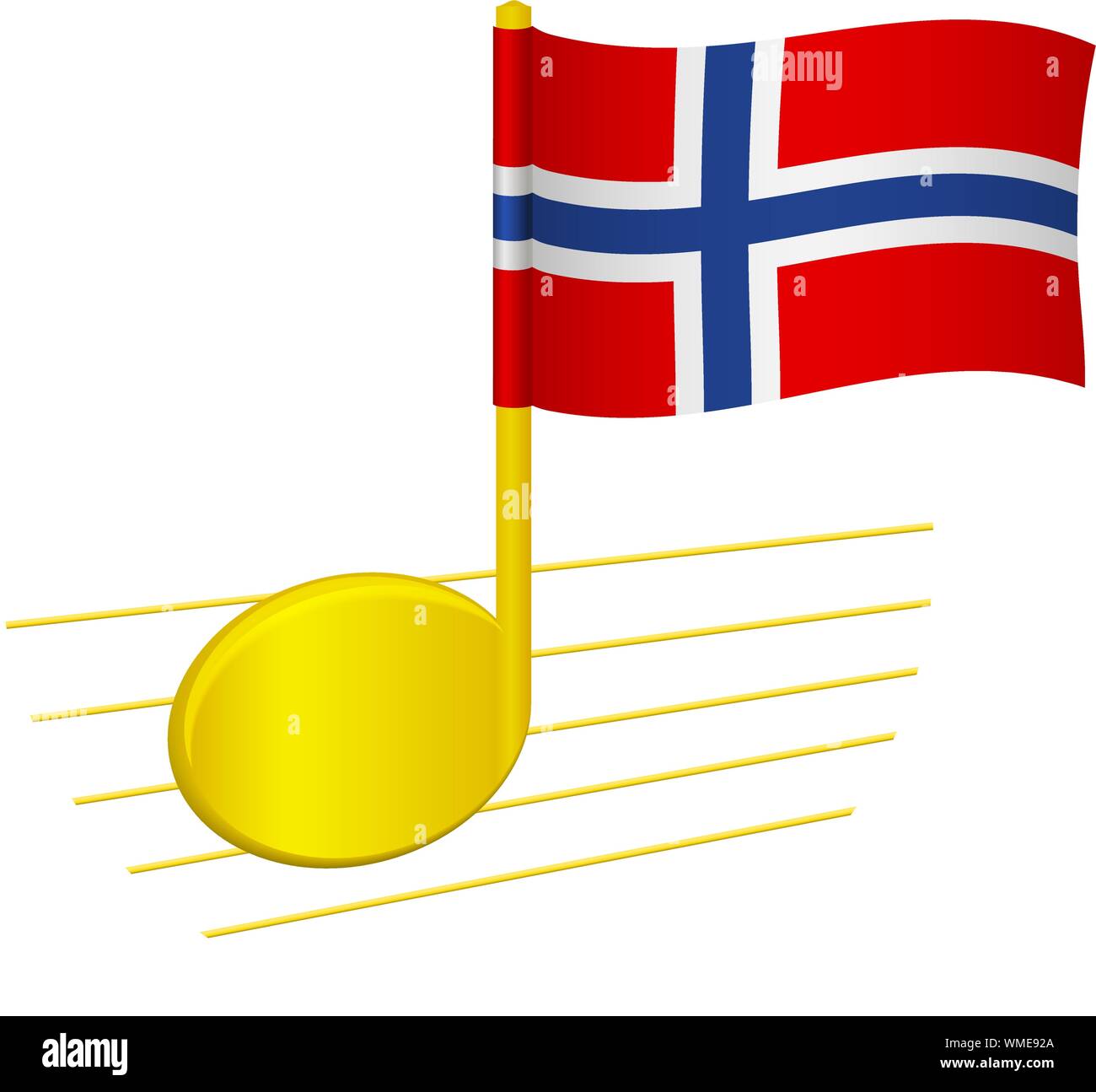 Norway flag and musical note. Music background. National flag of Norway ...