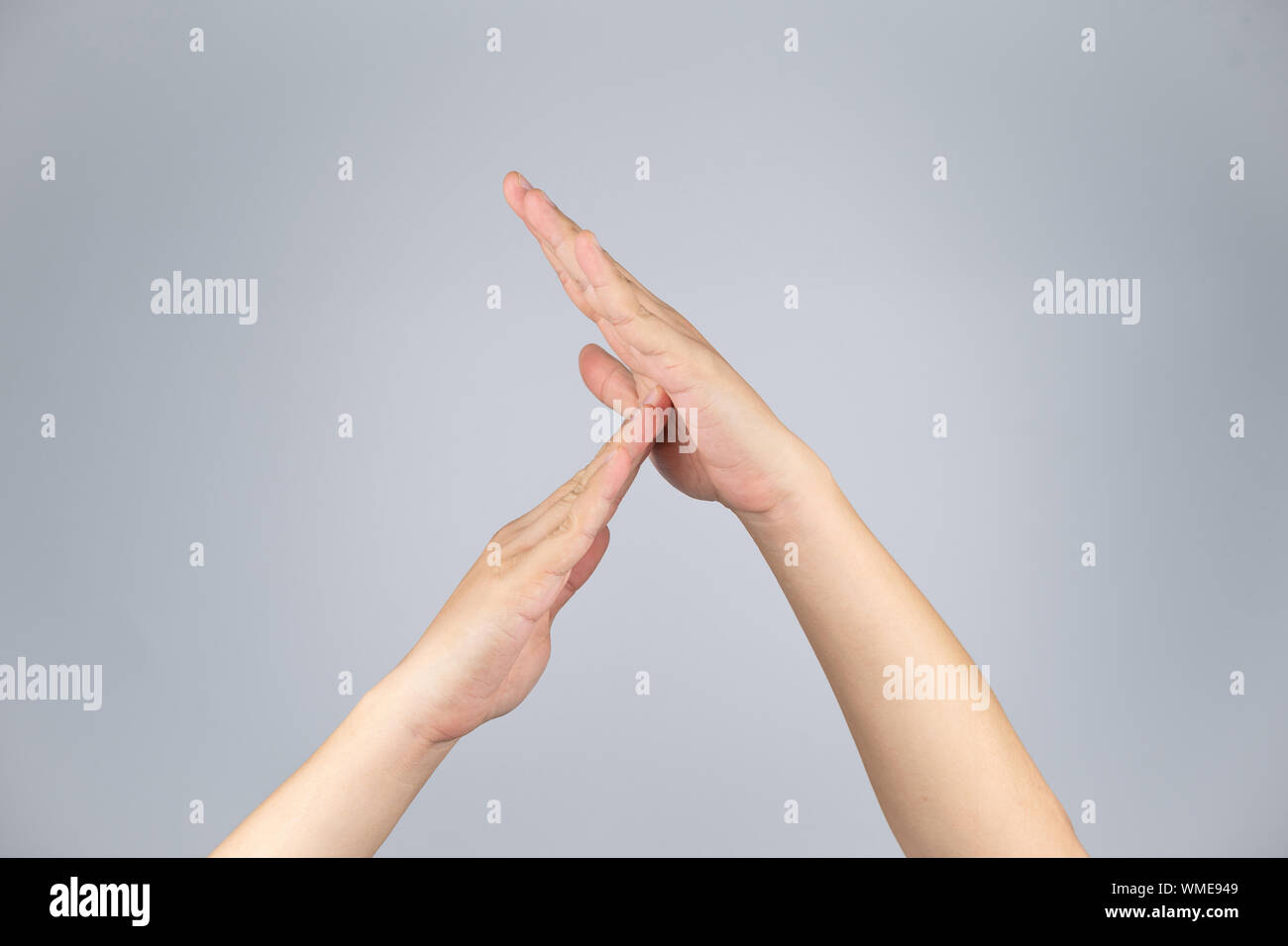 TimeOut sign and simbol from Asian human hand with isolate white ...