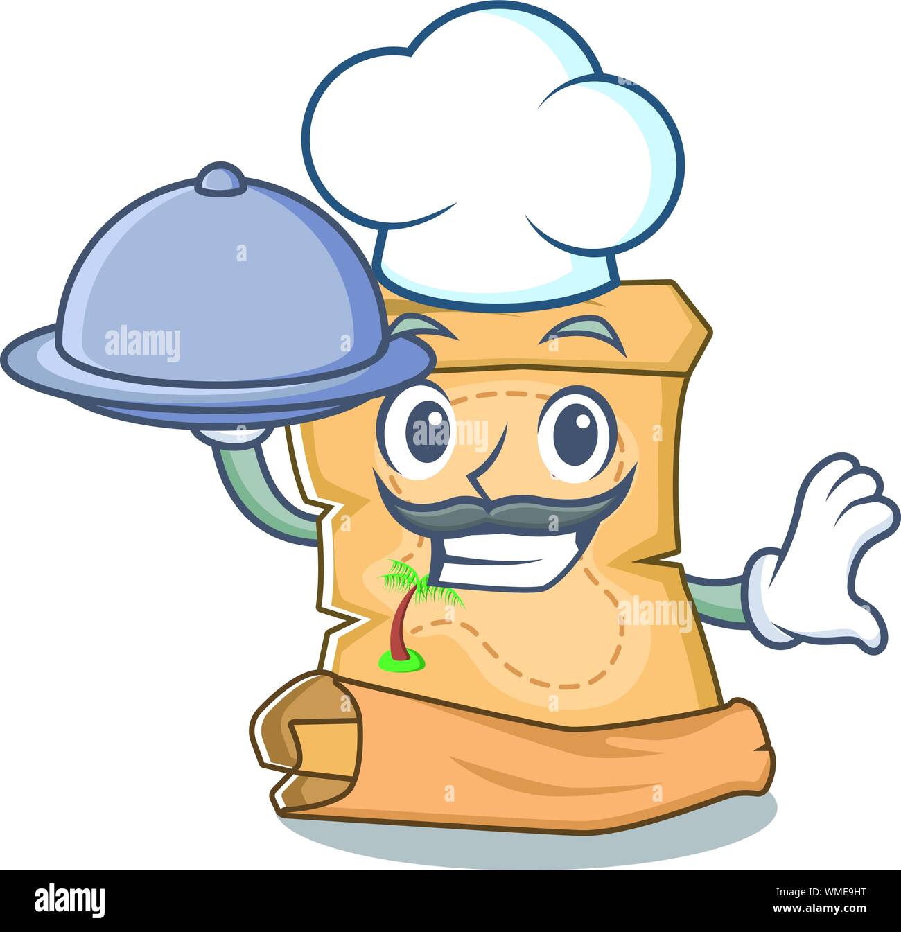 Chef with food treasure map cartoon in shape character Stock Vector ...