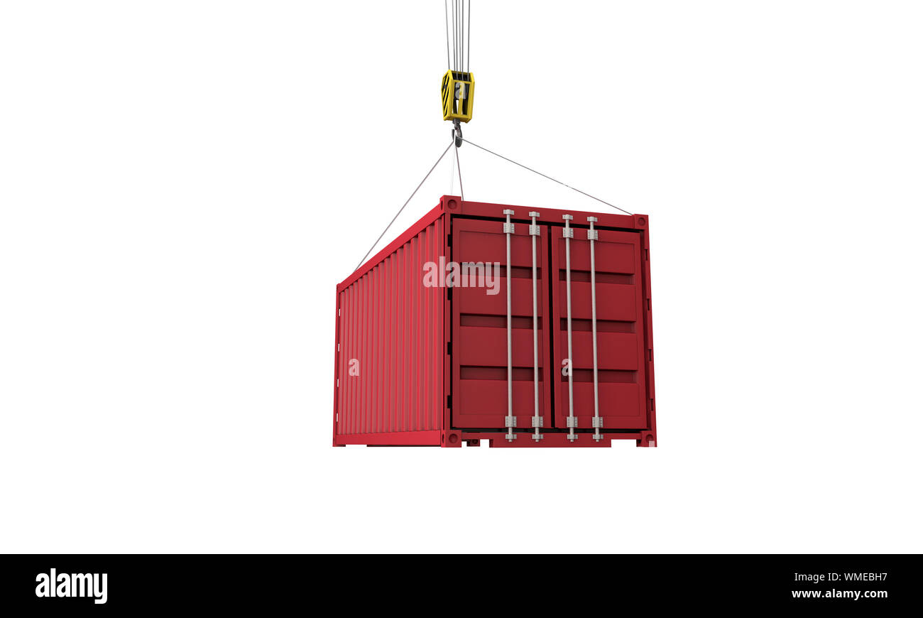 Shipping containers hanging from a crane. Business delivery comcept. 3D ...