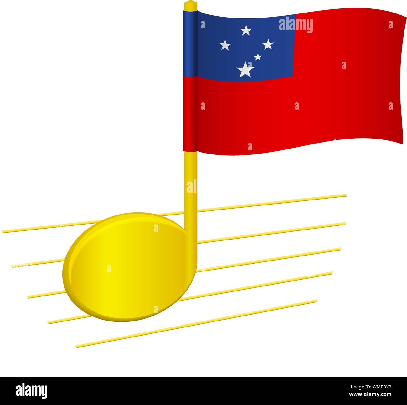 Samoa flag and musical note. Music background. National flag of Samoa ...