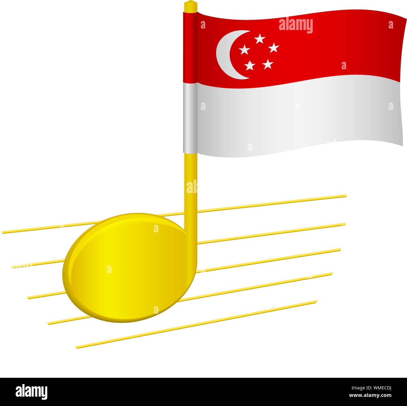 Singapore flag and musical note. Music background. National flag of ...