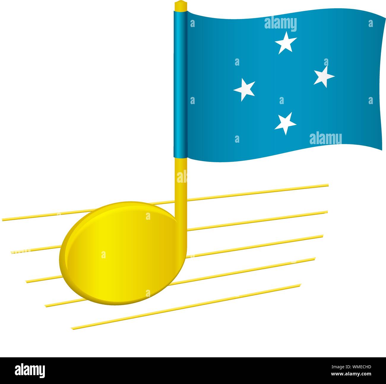 Micronesia flag and musical note. Music background. National flag of ...