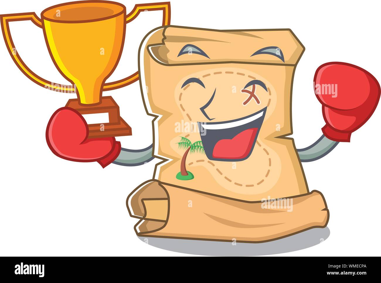 Boxing winner treasure map isolated with the cartoon Stock Vector Image ...