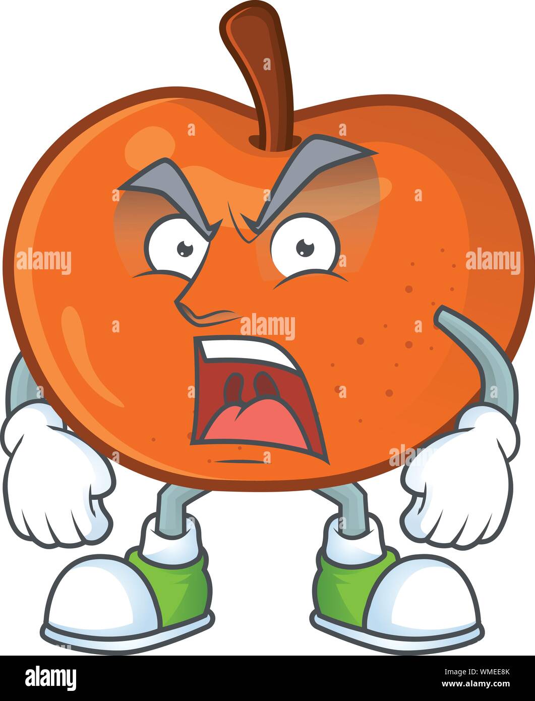 Angry tangerine cartoon mascot on white background Stock Vector Image ...