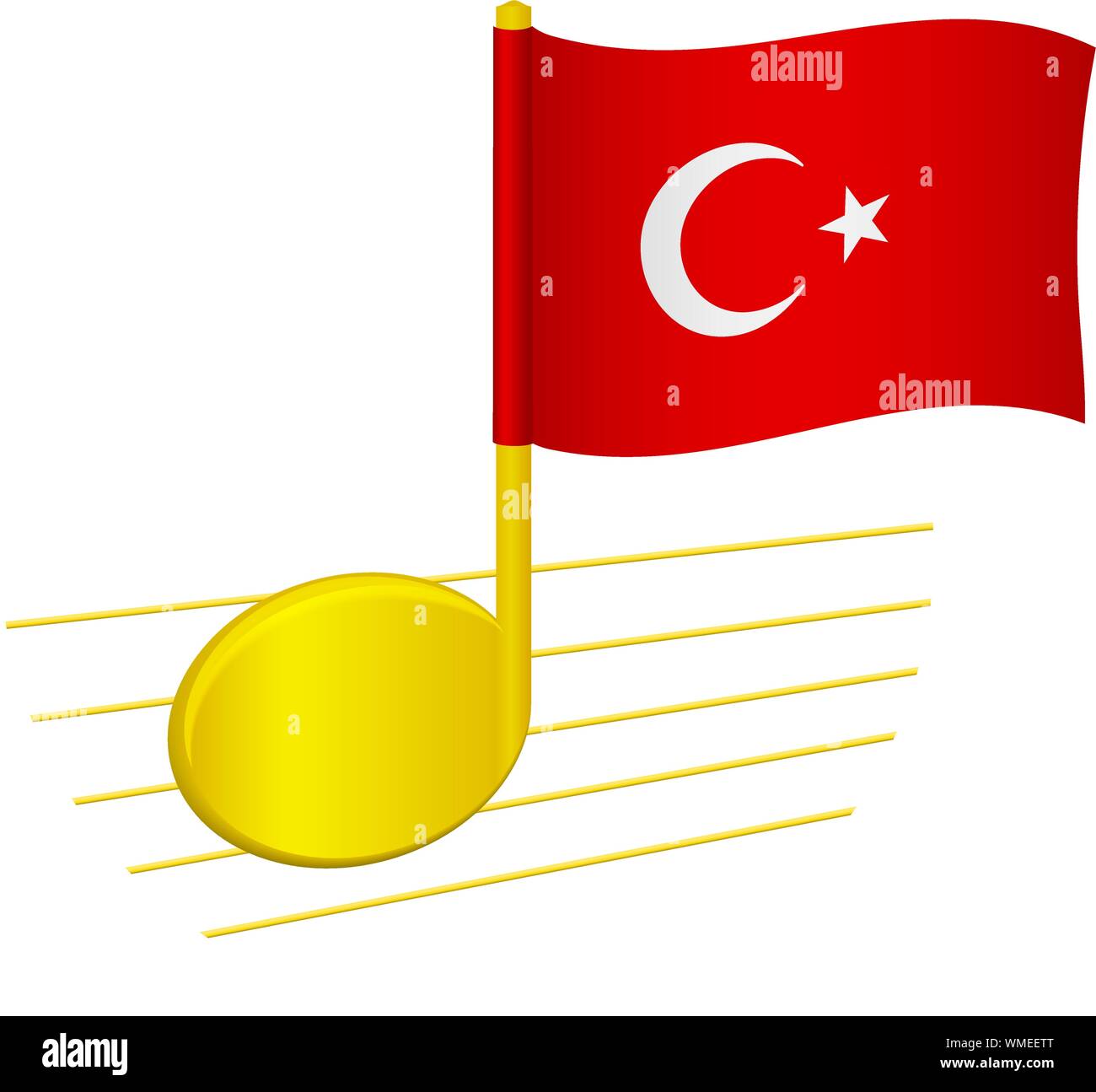 Turkey flag and musical note. Music background. National flag of Turkey ...