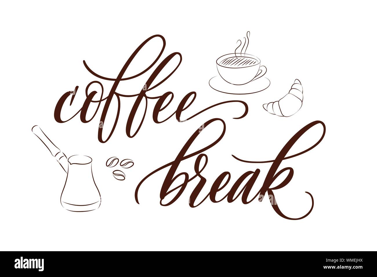 Hand drawn lettering coffee Stock Vector Images - Alamy