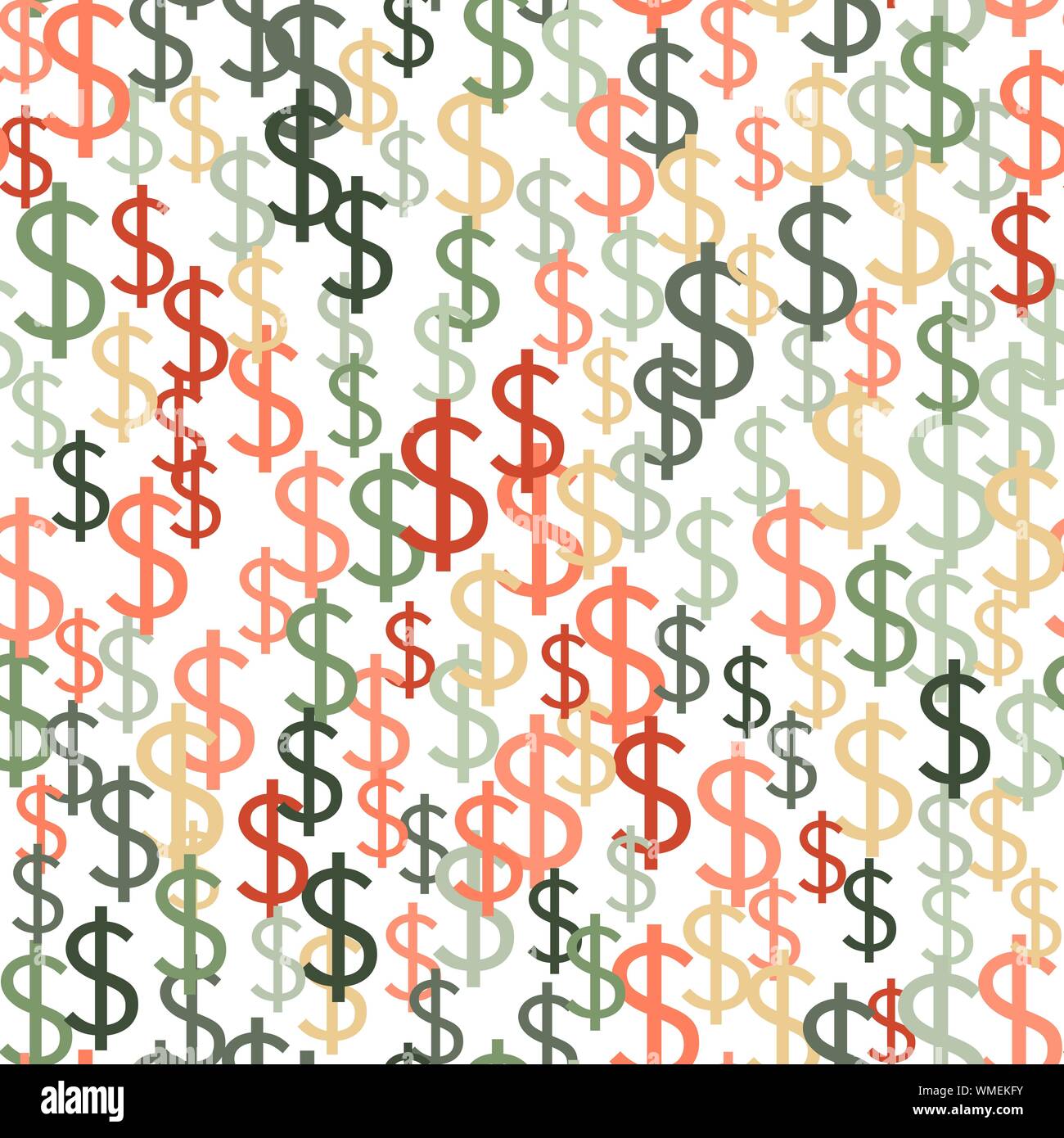 Seamless Pattern of the symbols of dollar currency. Colorful vector ...