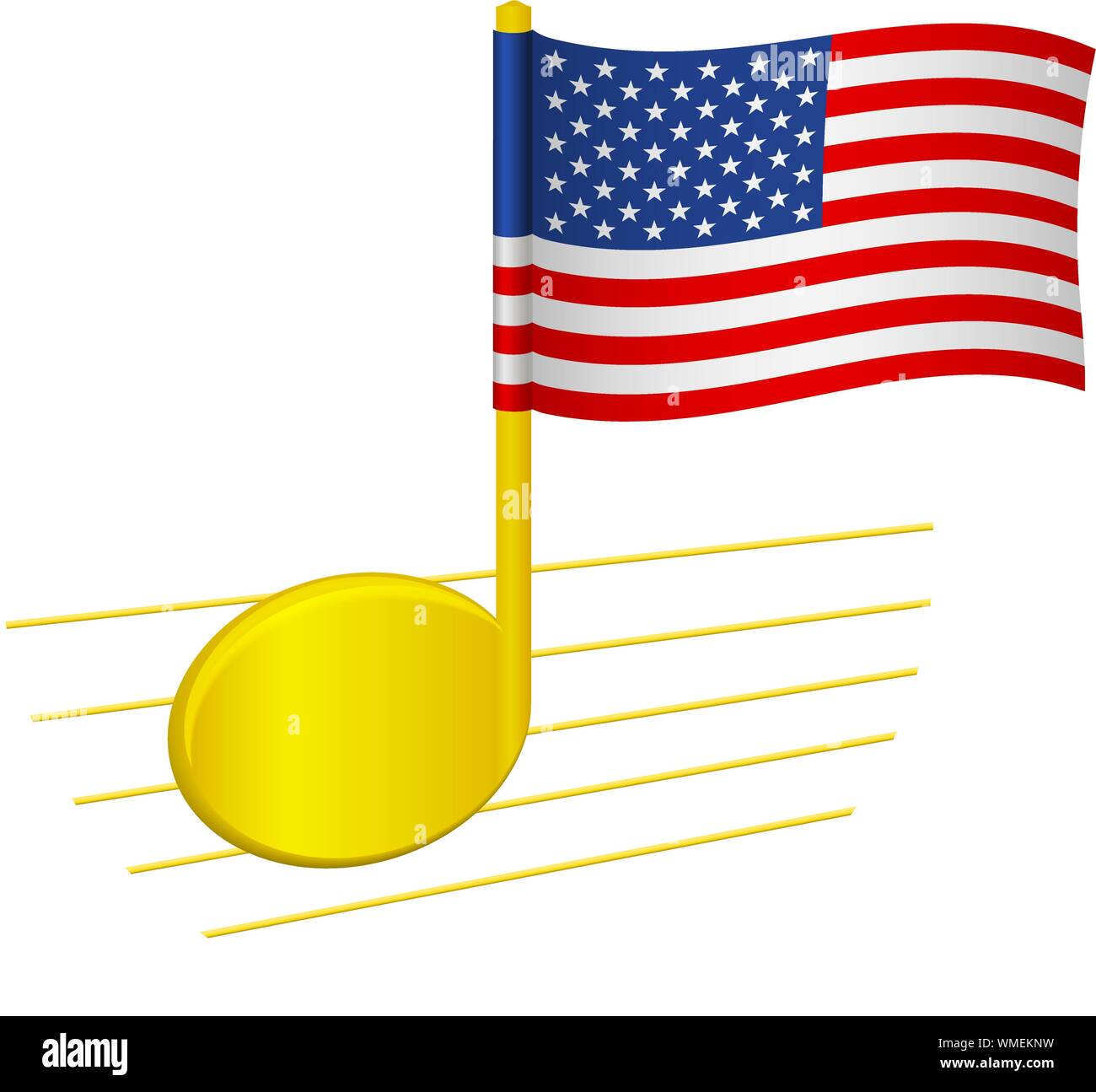 United States of America flag and musical note. Music background ...