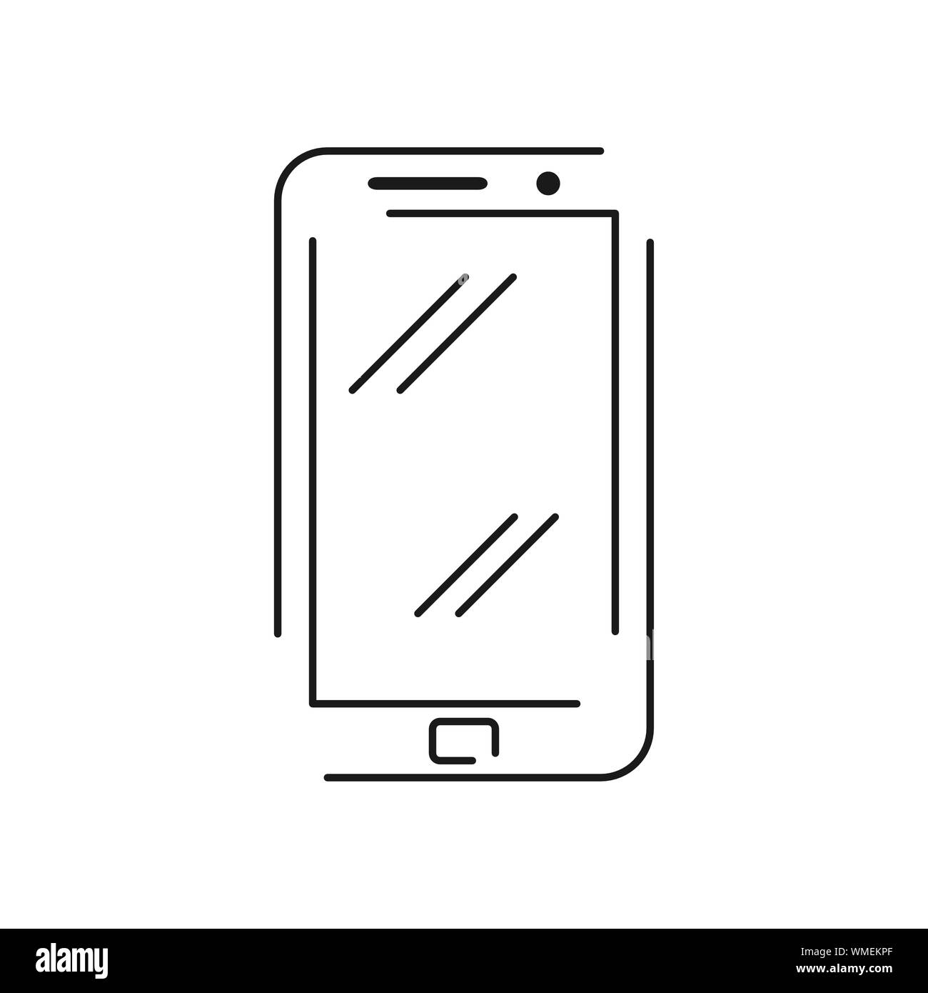 smartphone vector black linear flat style icon Stock Vector Image & Art ...