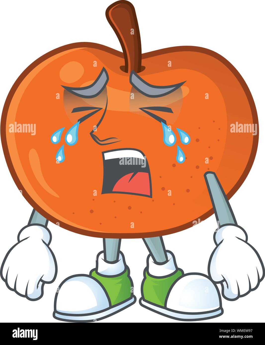 Crying tangerine cartoon mascot on white background Stock Vector Image ...