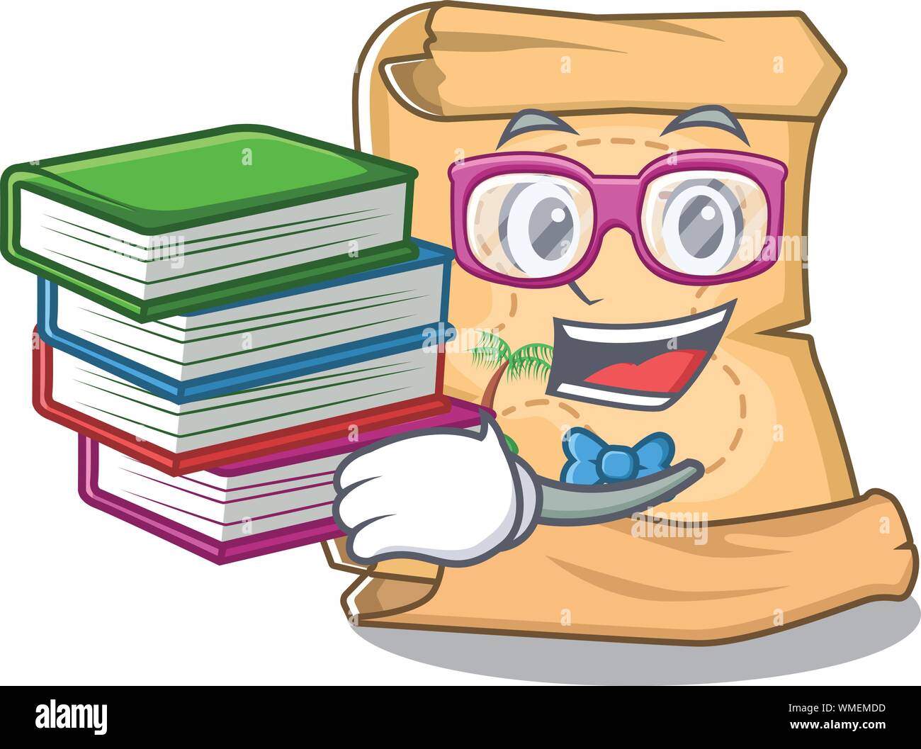 Student with book treasure map isolated with the cartoon Stock Vector ...