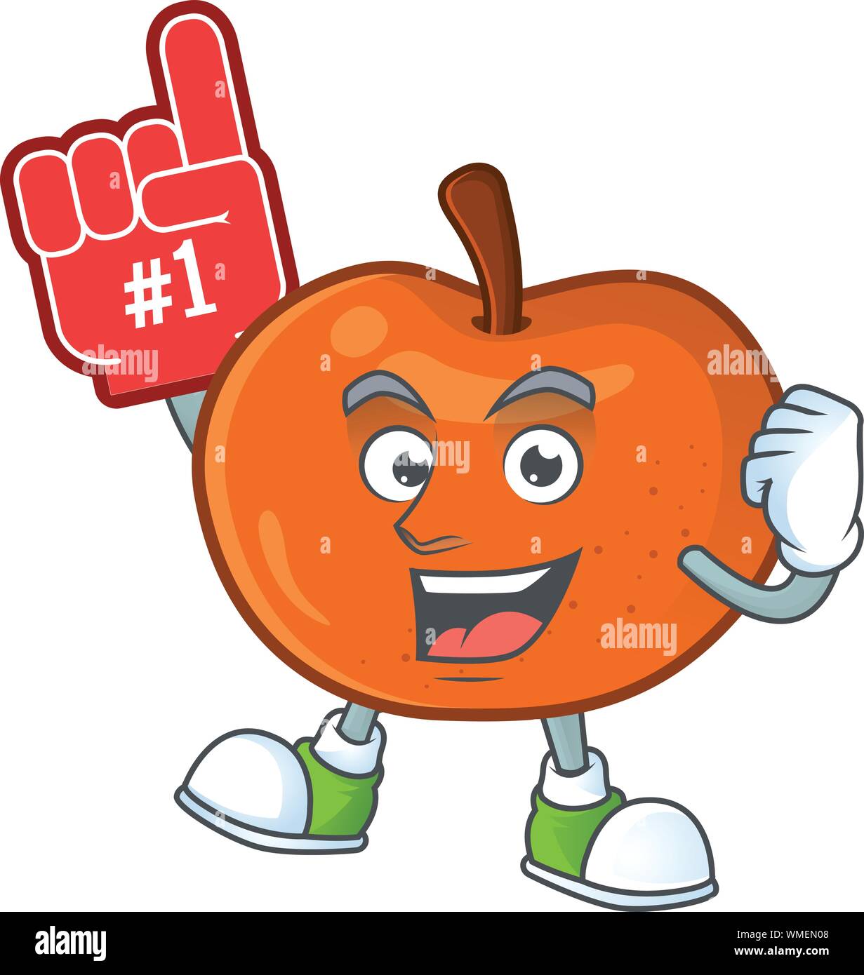 Foam finger fruit tangerine cartoon character with mascot Stock Vector ...