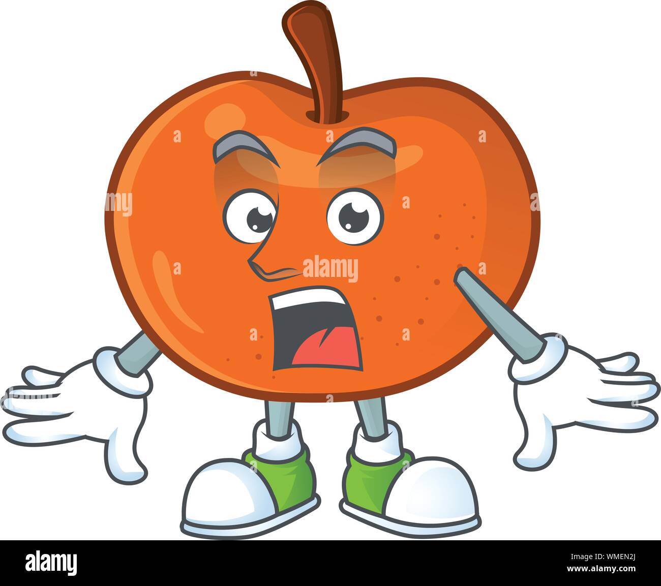 Surprised tangerine cartoon mascot on white background Stock Vector ...