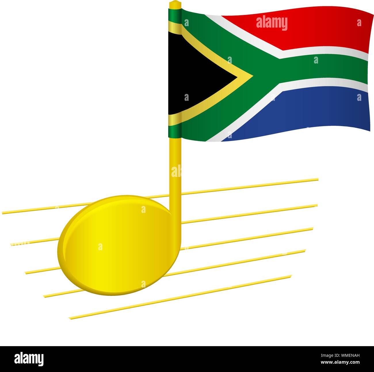 South Africa flag and musical note. Music background. National flag of ...