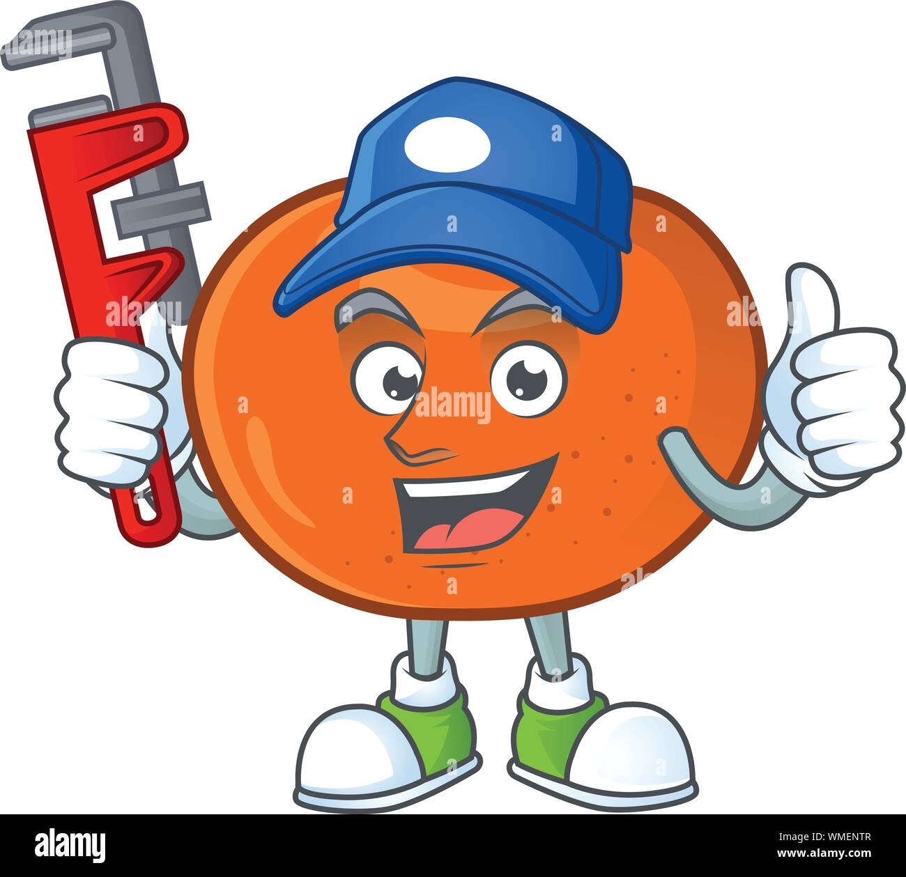 Plumber fruit tangerine cartoon character with mascot Stock Vector ...