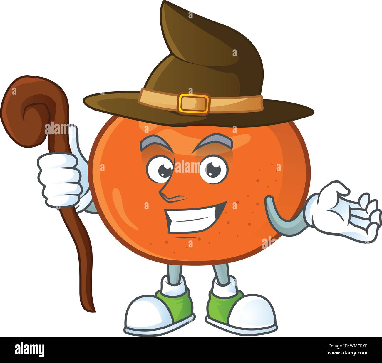 Witch tangerine cartoon mascot on white background Stock Vector Image ...