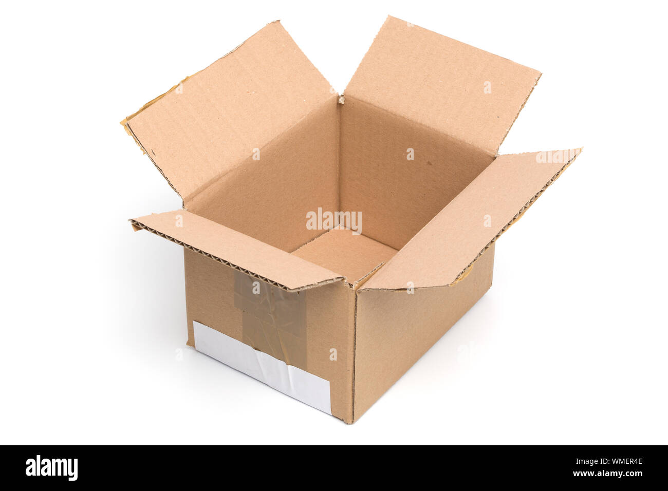 Close-up Of Open Cardboard Box Against White Background Stock Photo - Alamy