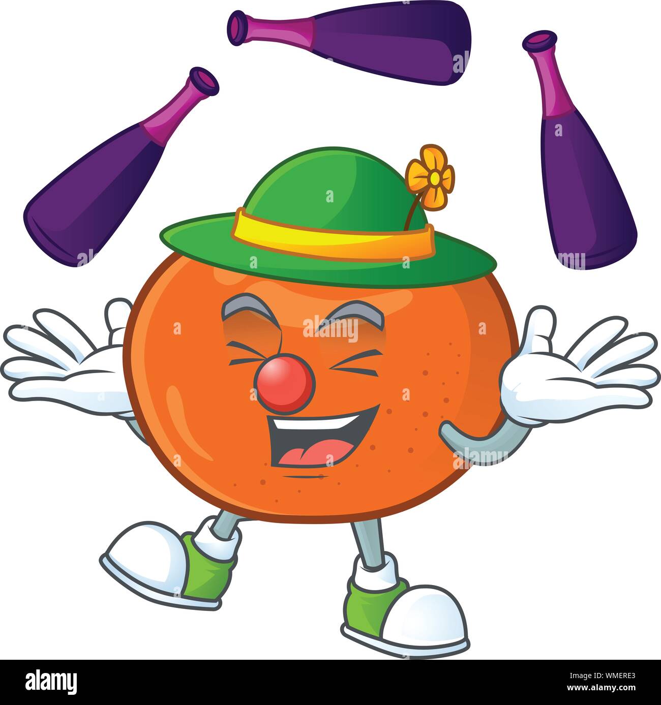 Juggling fruit tangerine cartoon character with mascot Stock Vector ...