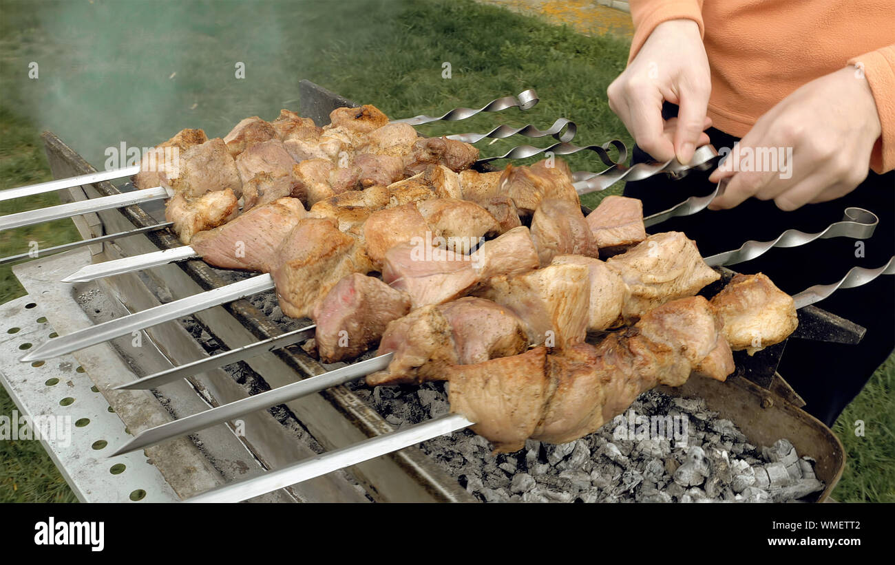 Turning meat hi-res stock photography and images - Alamy