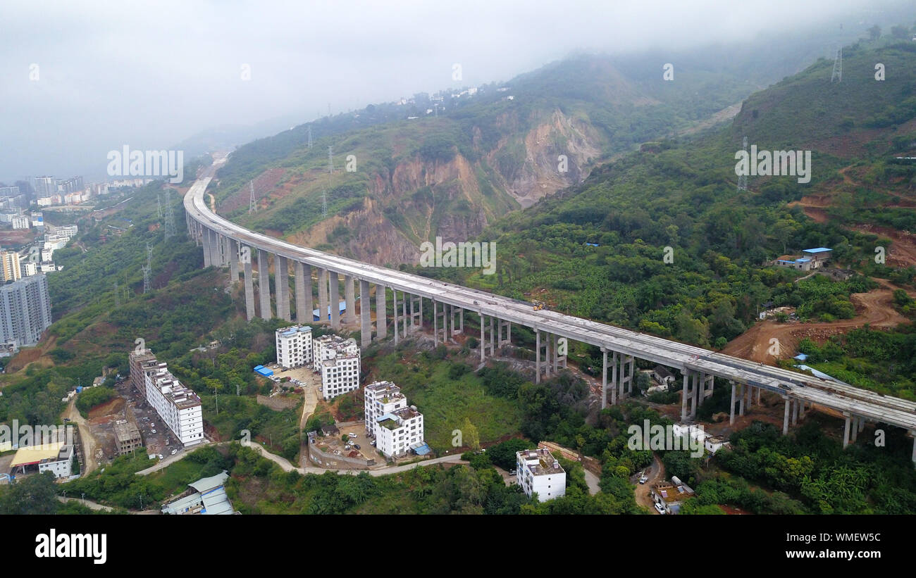The Geqiao high speed bridge is in construction in Zhaotong,Yunnan ...