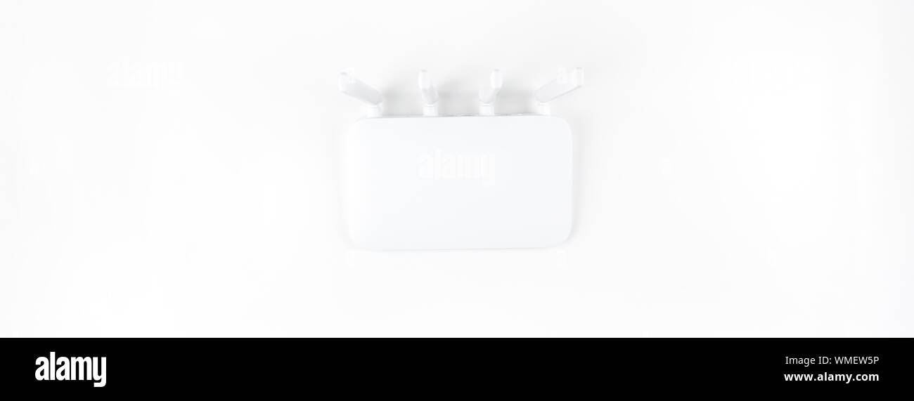 WiFi Router top view. Studio shot of white wireless router modem ...