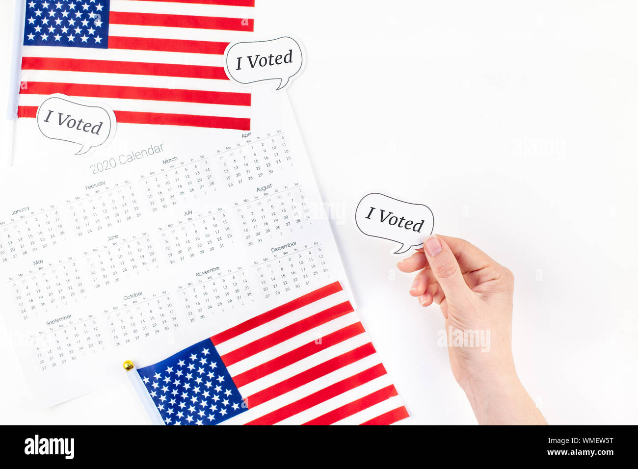 Creative top view flat lay of American flags for Elections Day with ...