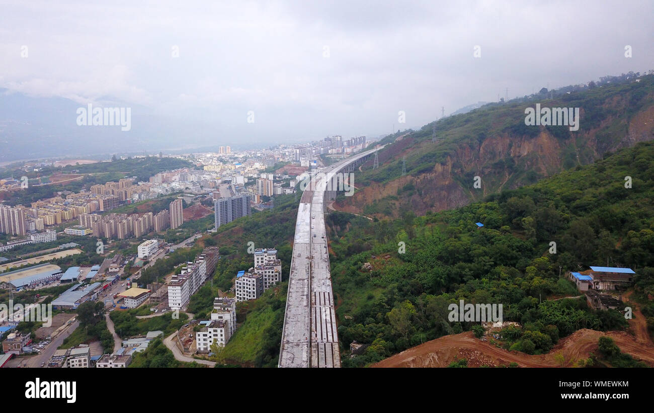 The Geqiao high speed bridge is in construction in Zhaotong,Yunnan ...