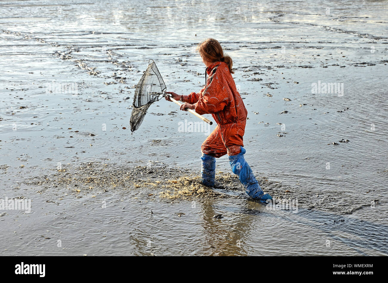 Woman fishing with net beach hi-res stock photography and images - Alamy