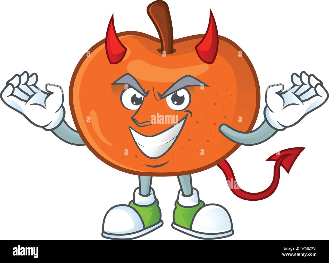 Devil tangerine cartoon mascot on white background Stock Vector Image ...