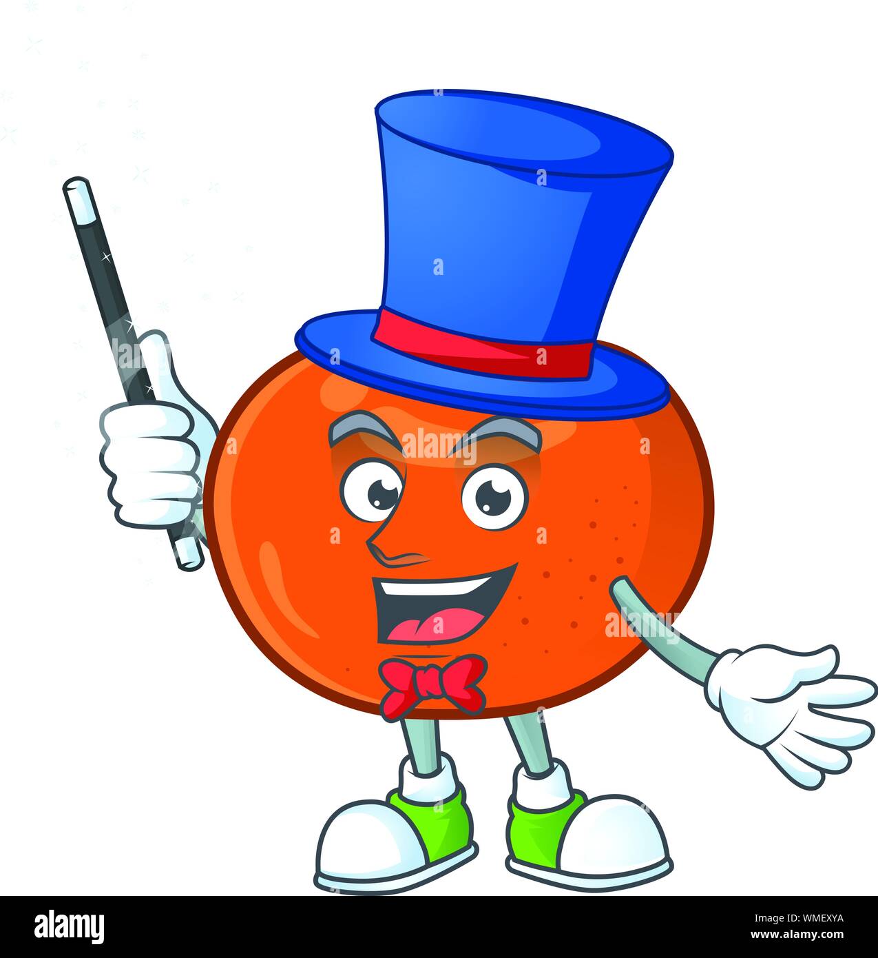Magician fruit tangerine cartoon character with mascot Stock Vector ...