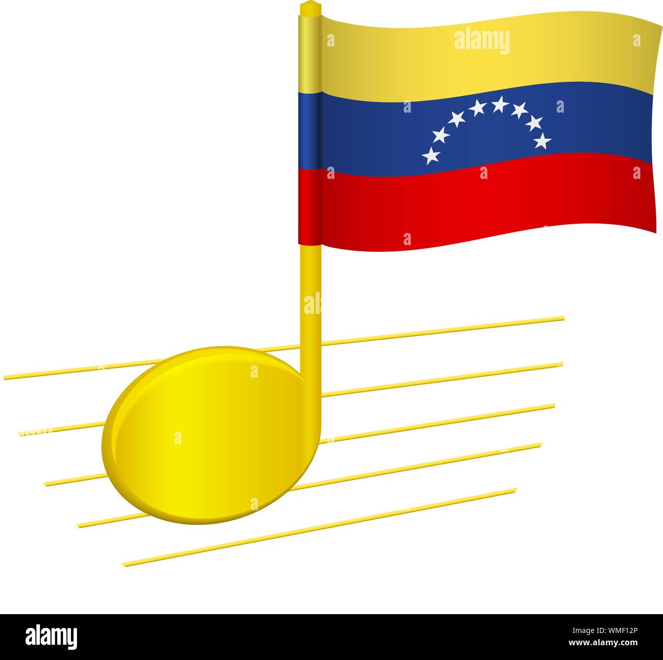 Venezuela flag and musical note. Music background. National flag of ...