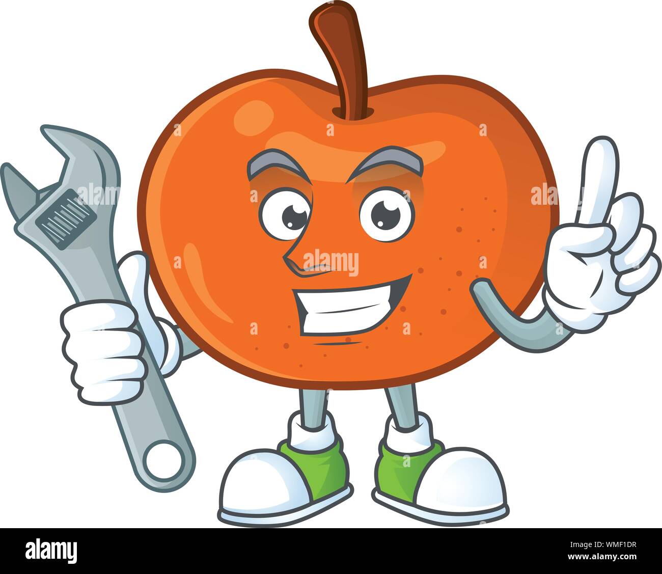 Mechanic fruit tangerine cartoon character with mascot Stock Vector ...