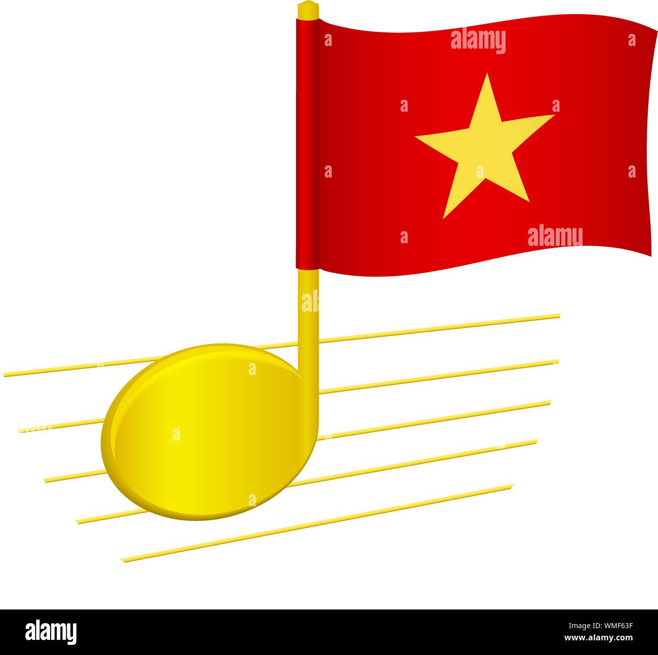 Vietnam flag and musical note. Music background. National flag of ...