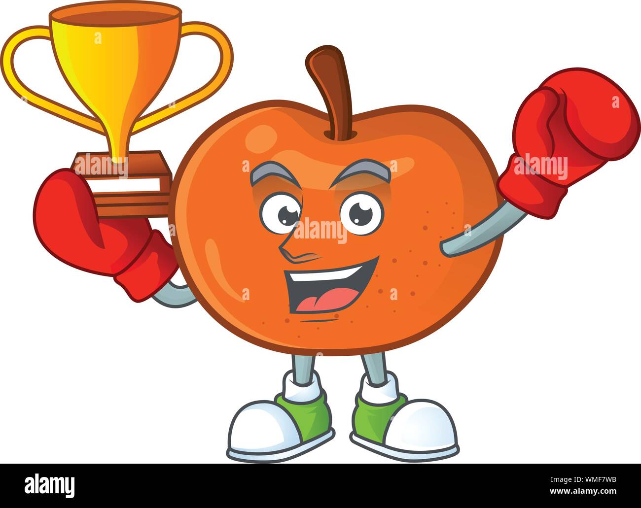 Boxing winner fruit tangerine cartoon character with mascot Stock ...