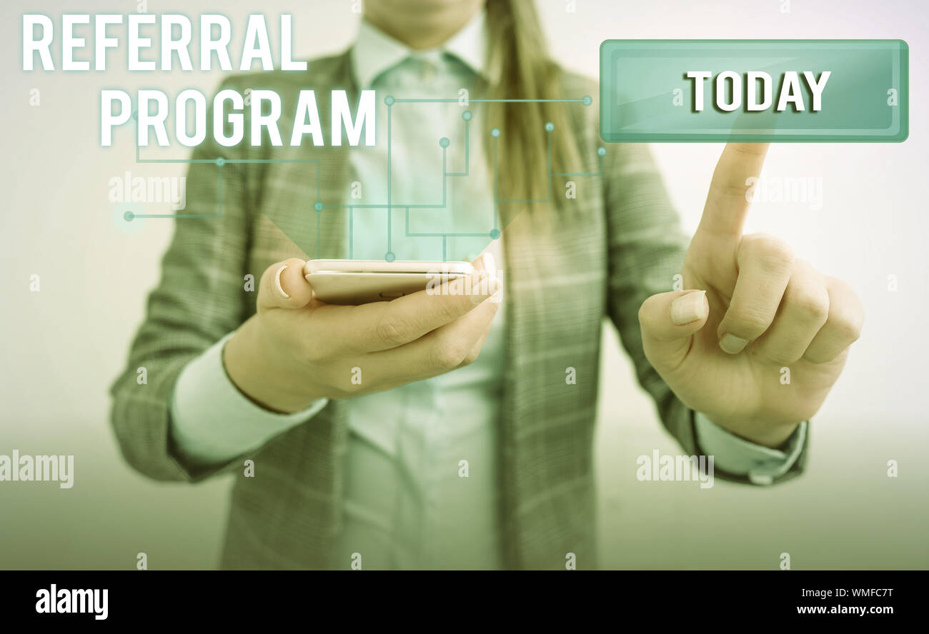 Word writing text Referral Program. Business photo showcasing employees ...