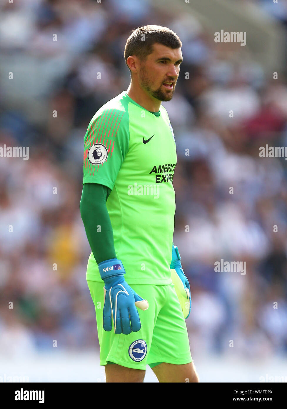 Brighton and Hove Albion goalkeeper Mathew Ryan looks on during the ...
