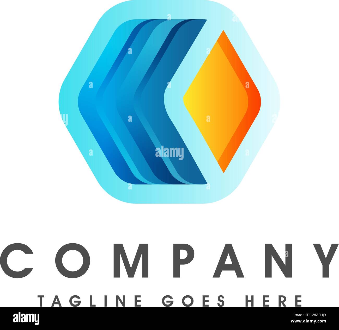 Logo of a stylized and colorful hexagonal shape built with polygons ...