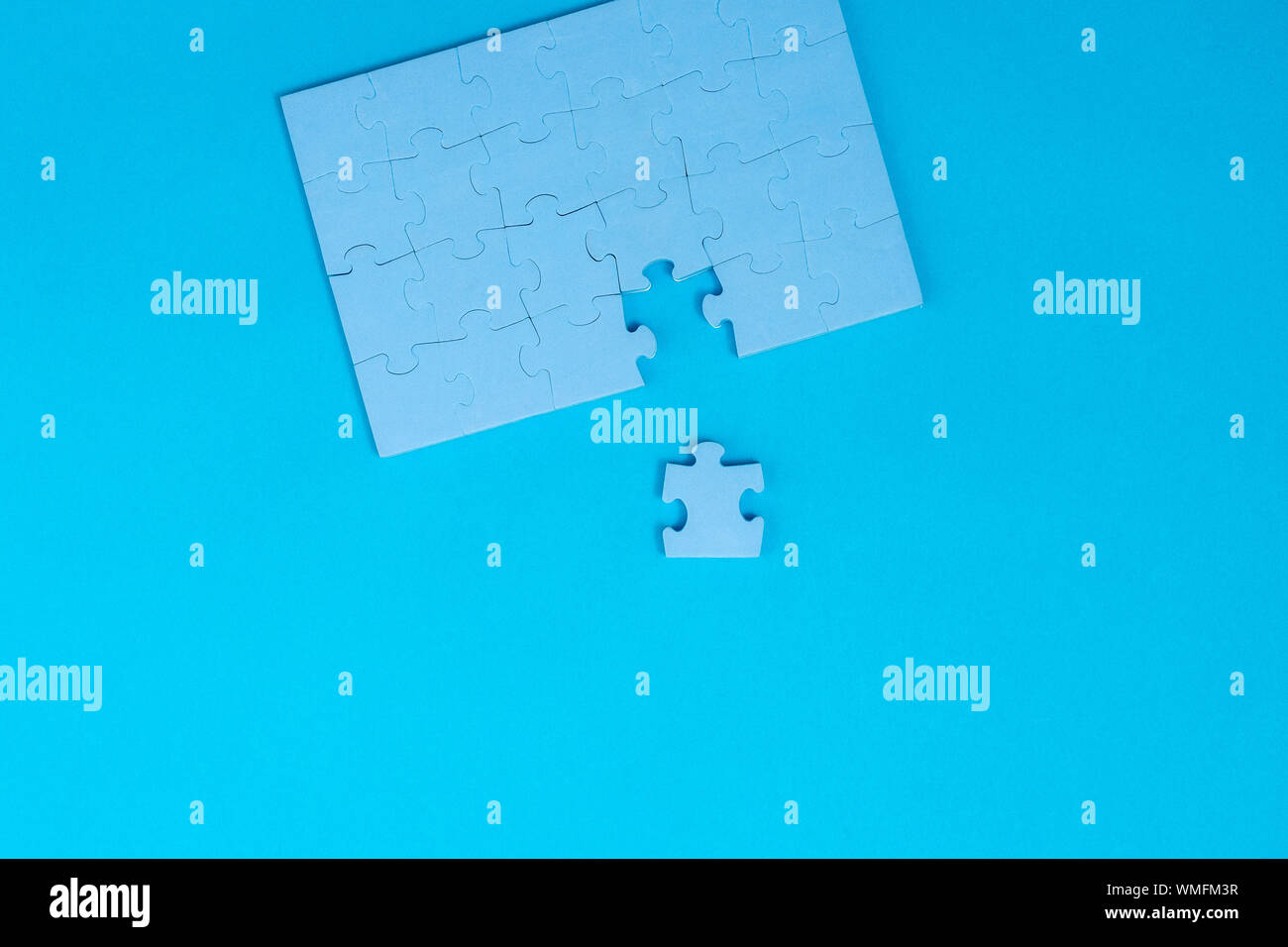 Blue details of puzzle on blue background. Problem solving concept ...