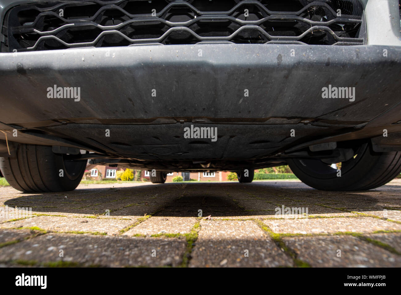 Front bumper car crash. Automobile accident. Damage to the front bumper ...