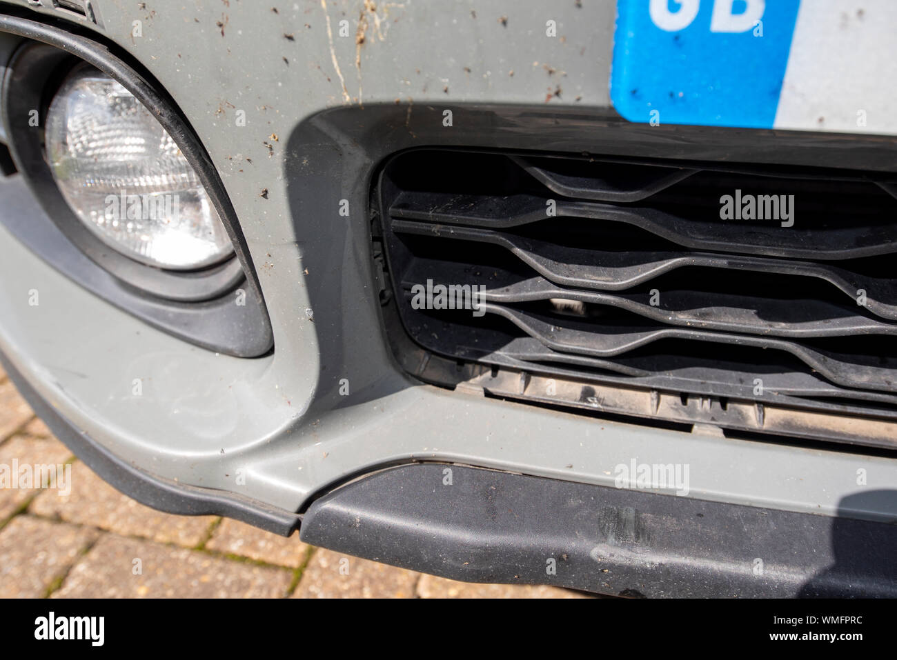 Front bumper car crash. Automobile accident. Damage to the front bumper ...