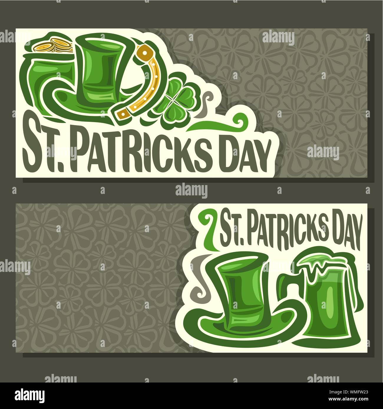 Vector banners for St. Patrick's Day, greeting cards for congratulation ...