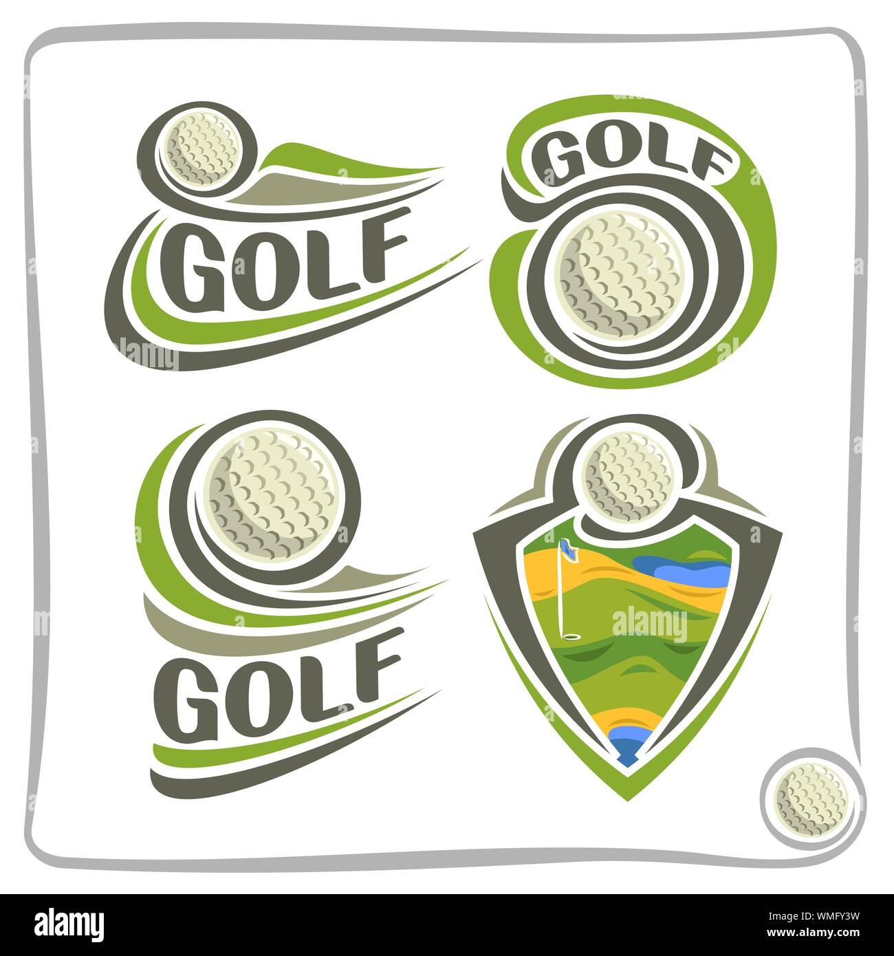 Vector abstract logo for Golf, signs for sports club, simple golf ball ...