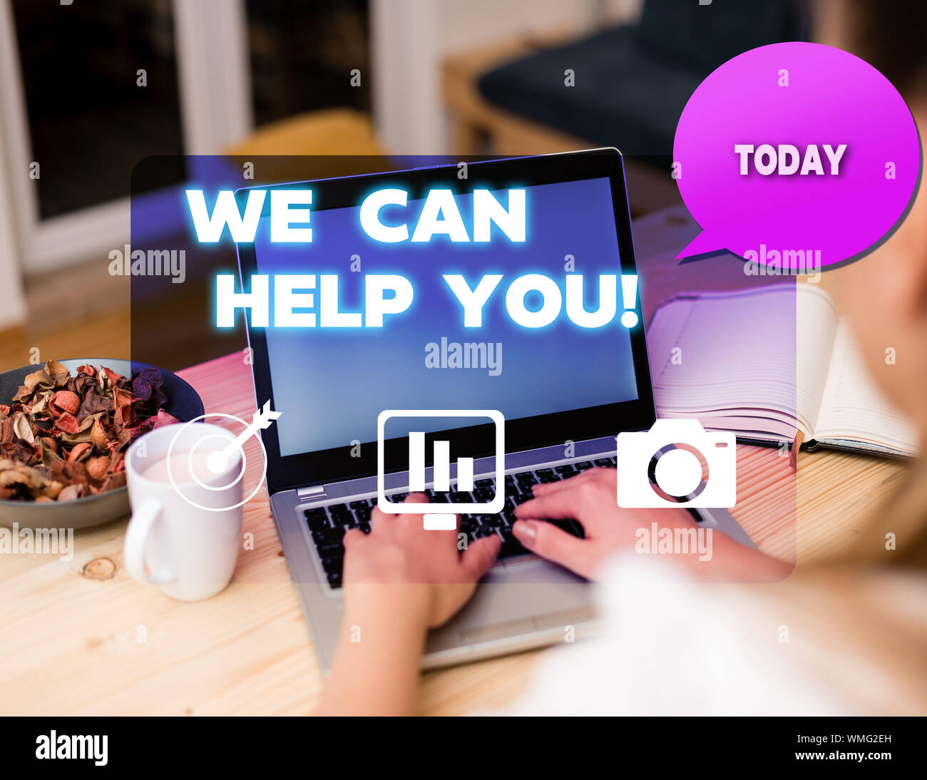 Text sign showing We Can Help You. Business photo showcasing offering ...