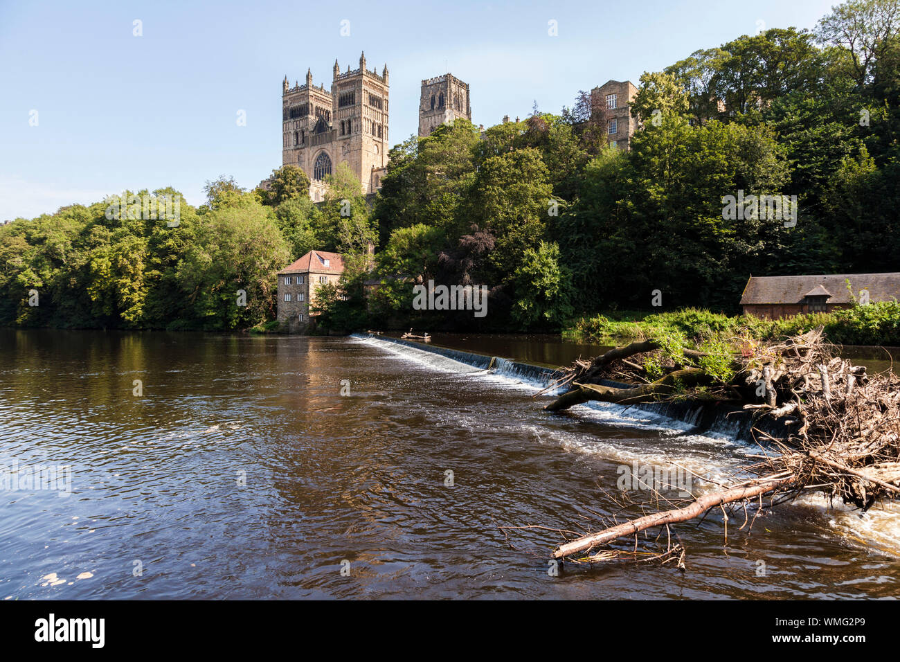 A view of Durham Cathedral overlooking the River Wear in Durham,England ...