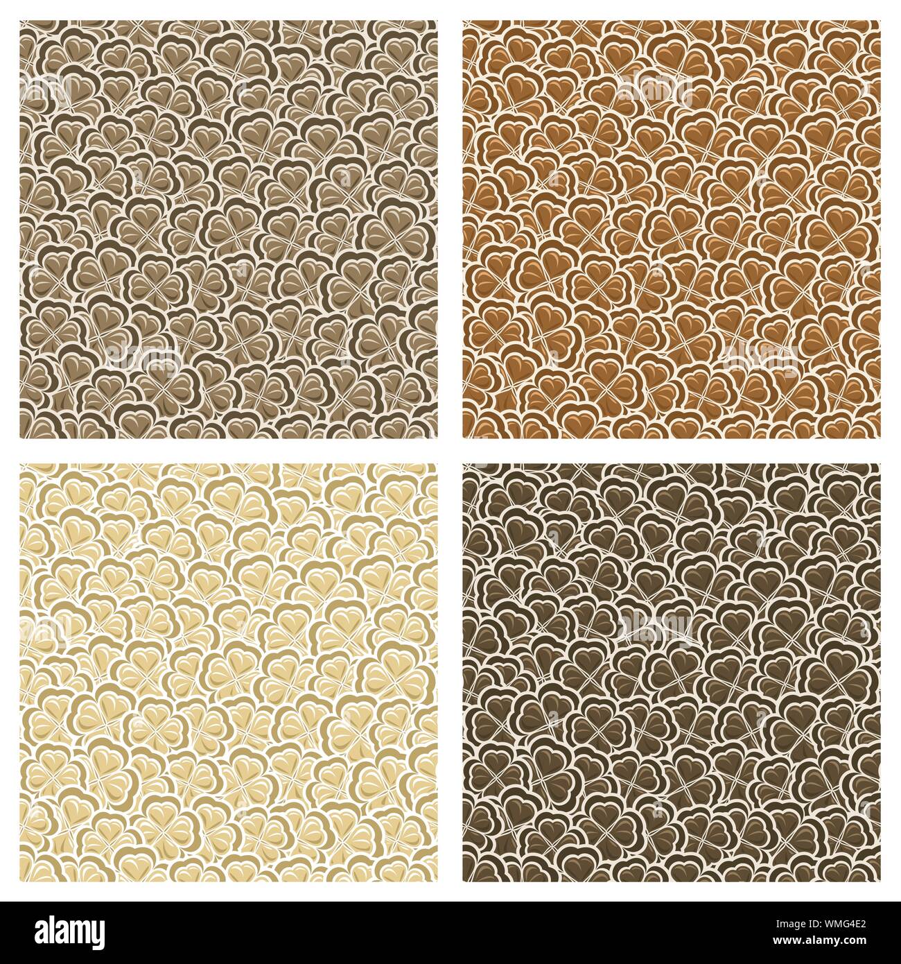 Vector set of Chocolate seamless patterns, sweet chocolate hearts in ...